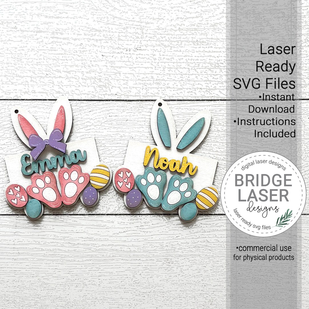 Easter Tags Laser File, Easter Basket Name Tag Laser Cut File, Easter ...