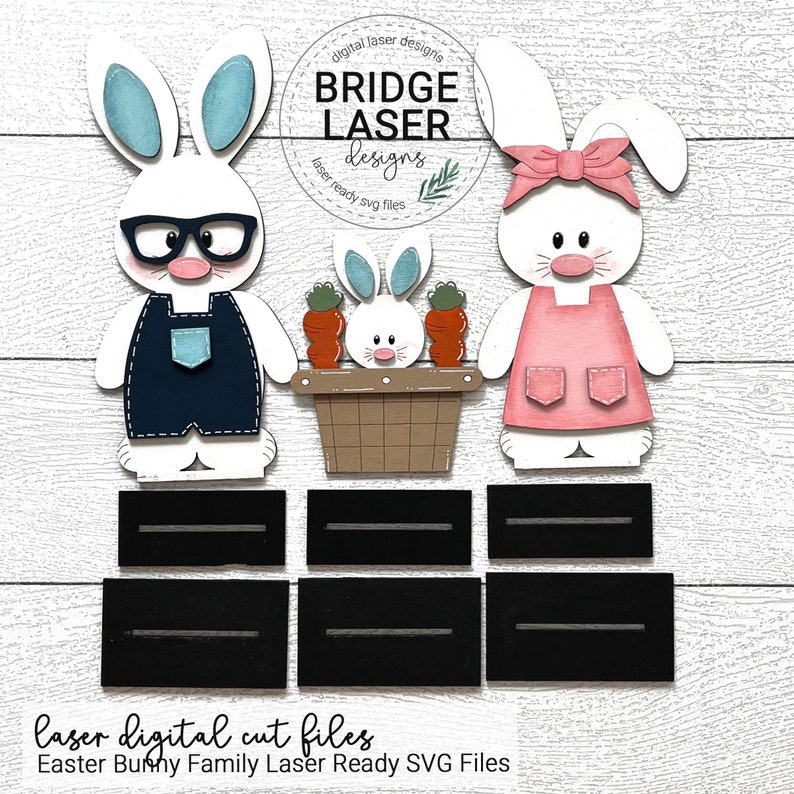 Easter Laser Cut File Easter Bunny Family Shelf Sitter Laser - Etsy