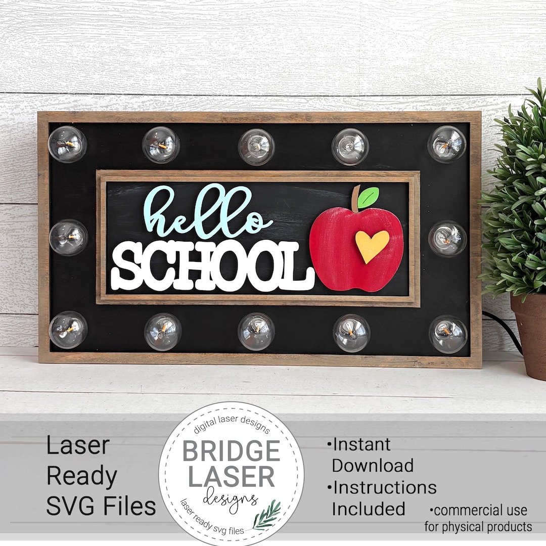 School Laser Cut File, School Interchangeable Light Sign Insert ...