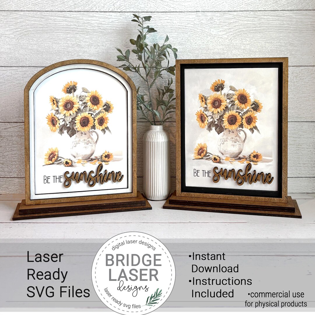Sunflower Laser Cut Files and Printable PNG, Interchangeable Printable ...