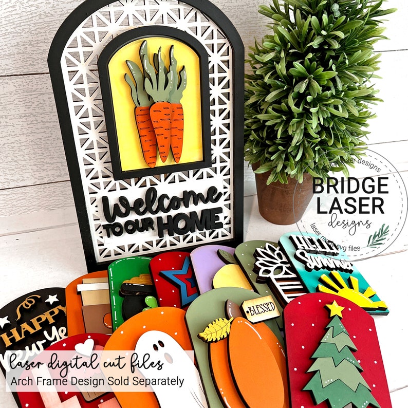 Set #3, Seasonal Arch Laser Cut File, 12 Month Interchangeable Holiday ...