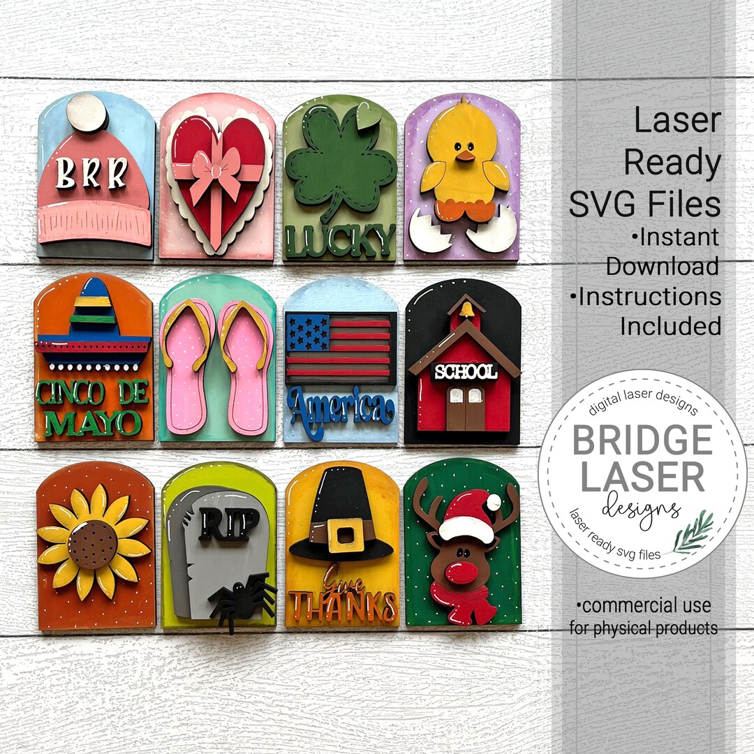 Set 2, Seasonal Arch Laser Cut File, 12 Month Interchangeable Arch ...