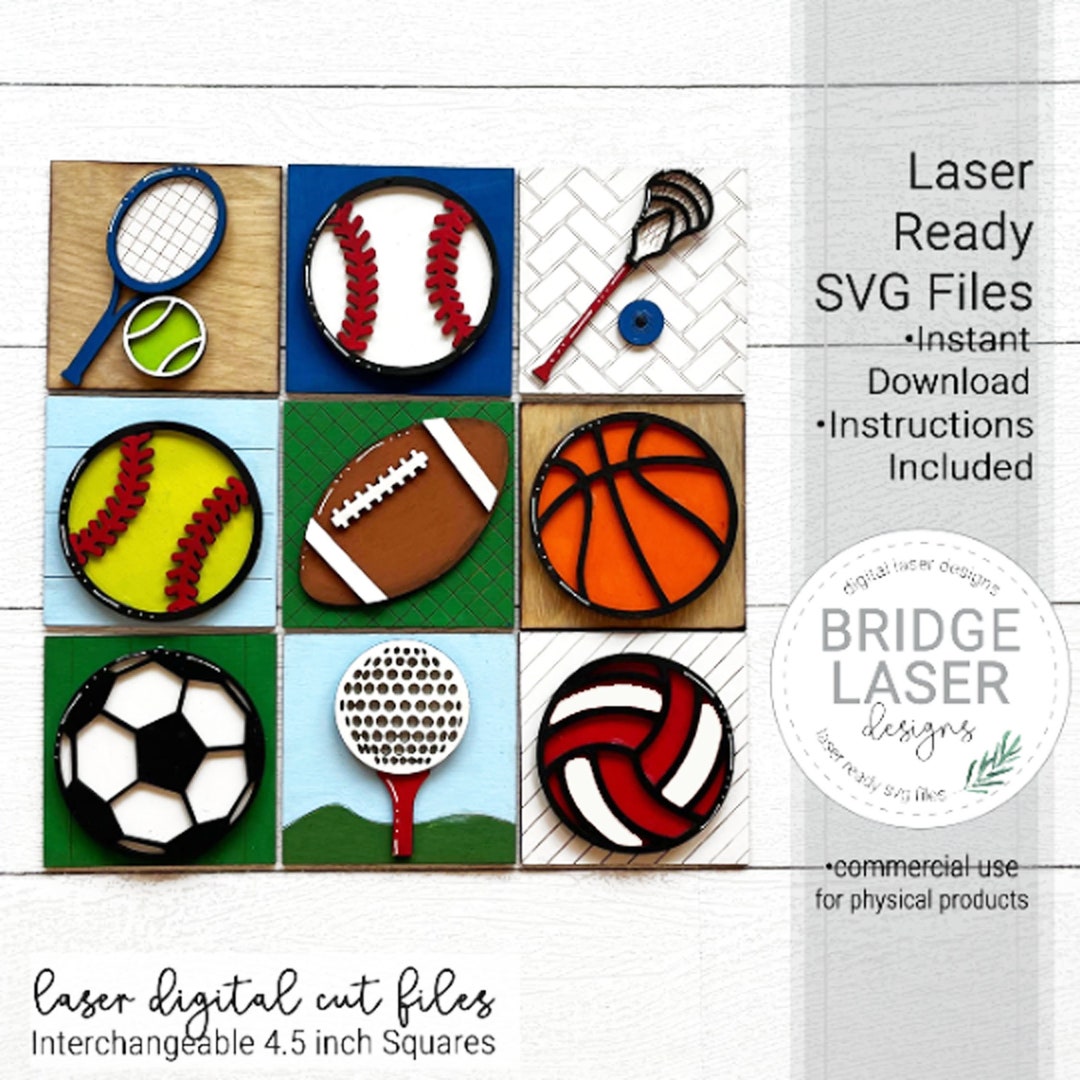 Sports Laser Cut File, Sports Interchangeable Leaning Sign Bundle File ...