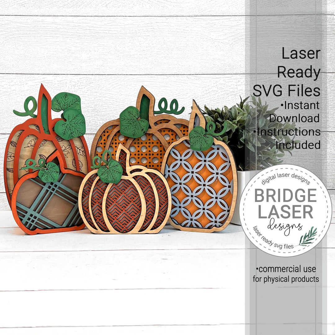Fall Autumn Laser Cut Designs, Standing Pumpkin Laser SVG, Glowforge ...