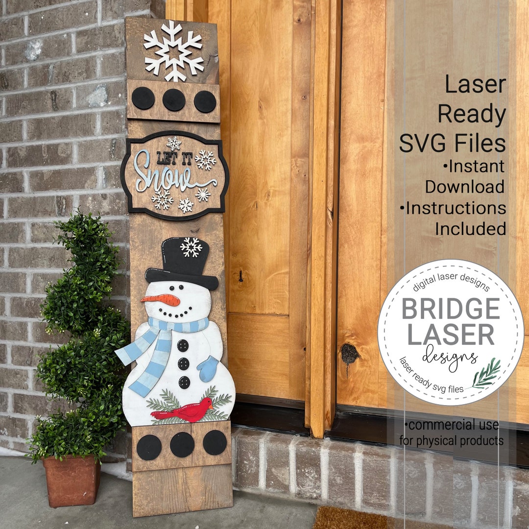 Porch Leaner Sign Laser Cut File, Snowman Interchangeable Porch Sign ...