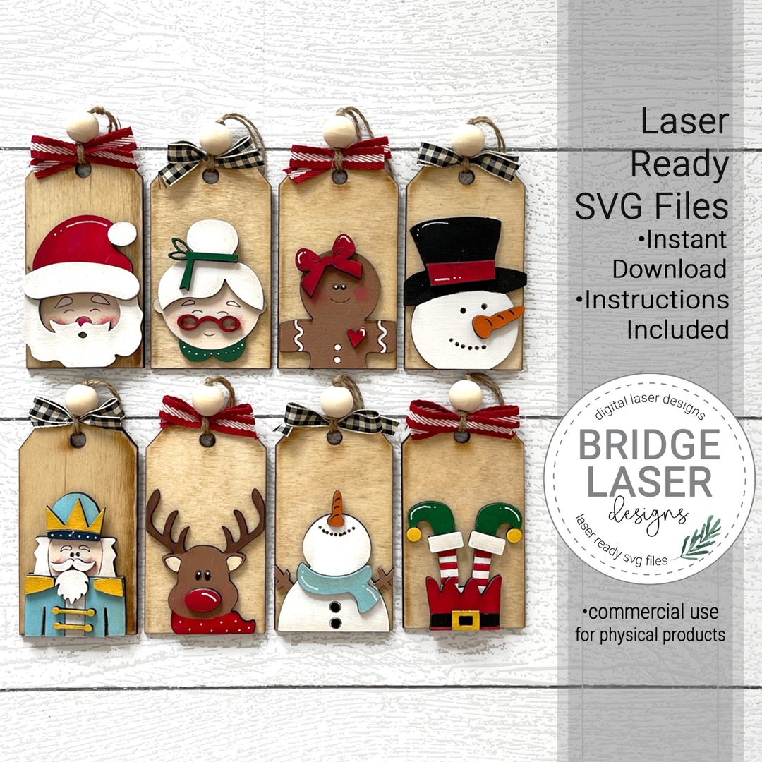 Christmas Tags Laser File, Stocking Tags Laser File, Christmas Ornament ...