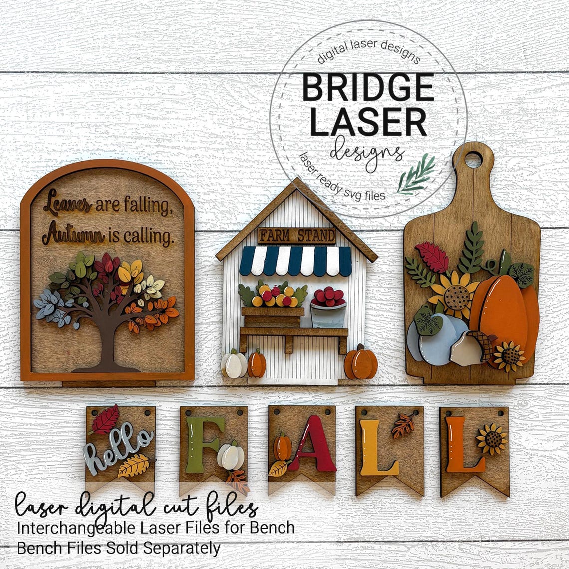 Fall Laser Cut File, Fall Interchangeable Bench Sign, Autumn Fall Leaf ...