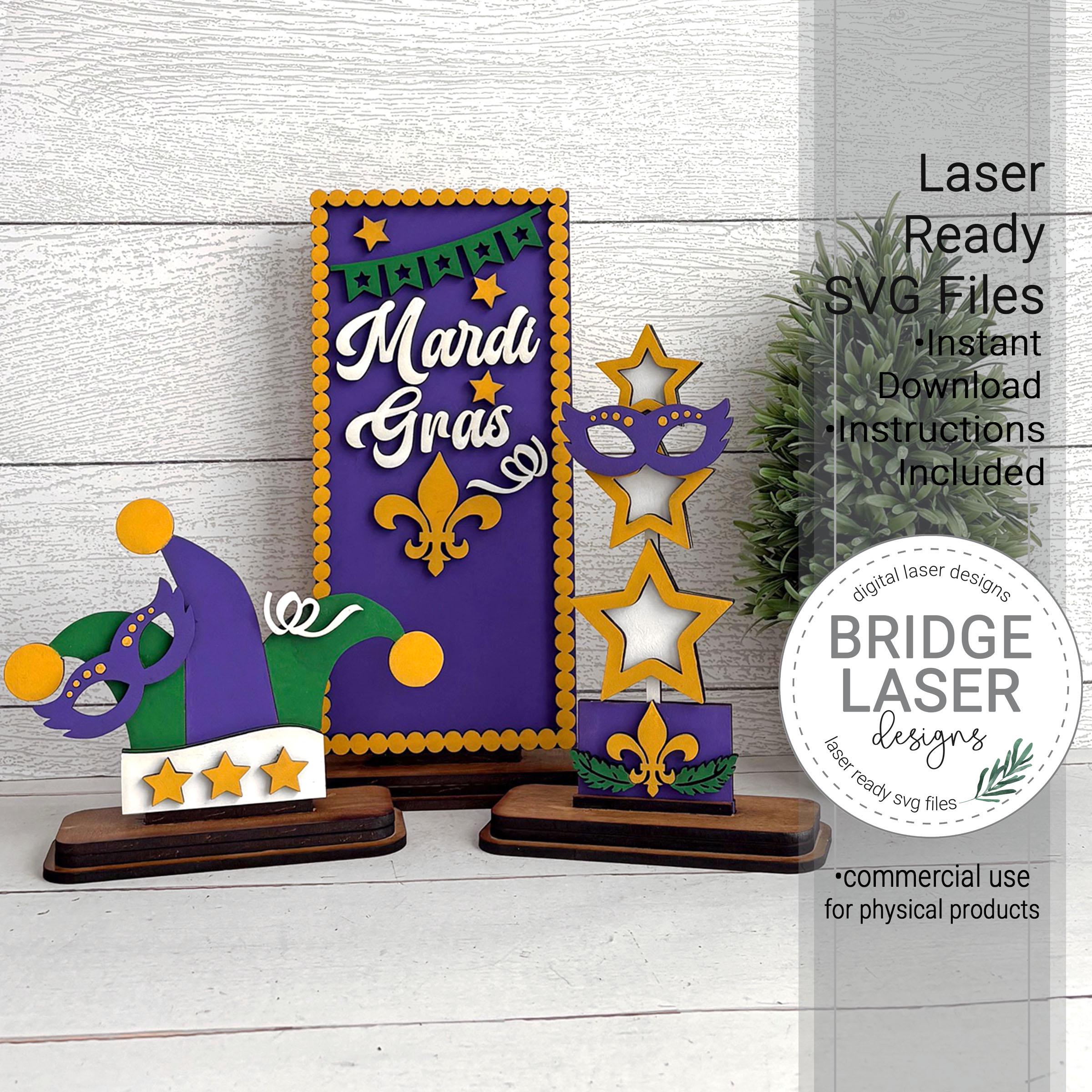 Mardi Gras Laser Cut Files, Mardi Gras Trio Shelf Sitter Laser, Mardi ...