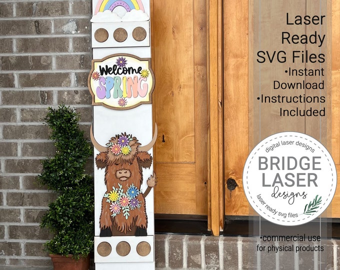 Hello Spring Porch Sign SVG | Interchangeable Porch Leaner | Welcome ...