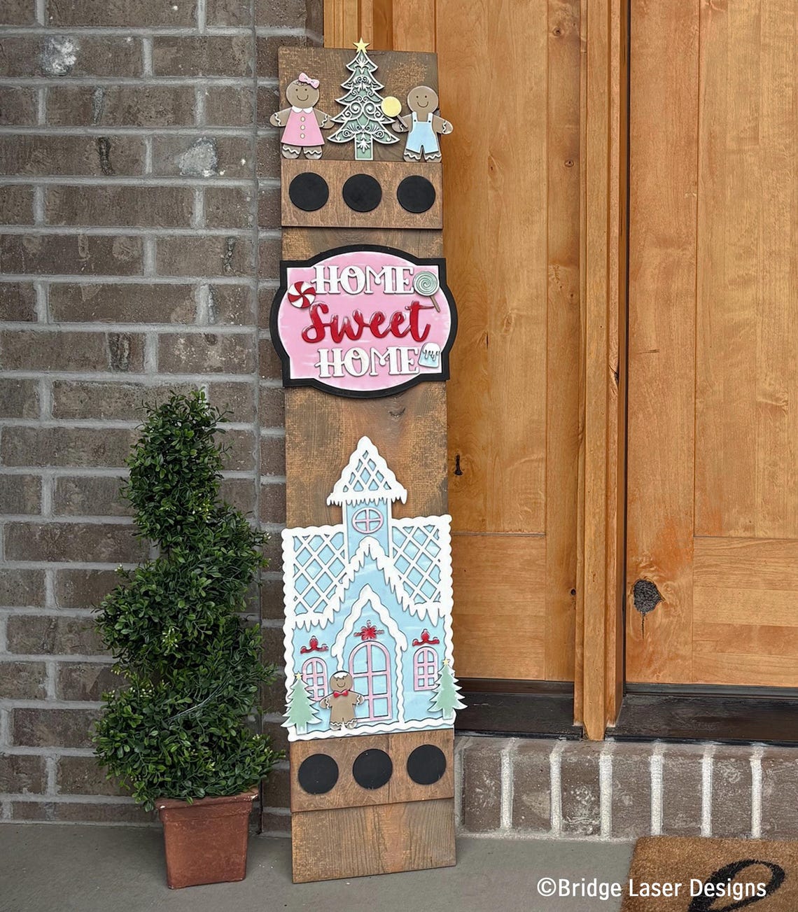 Gingerbread Porch Leaner Sign Laser Cut File, Christmas Interchangeable ...
