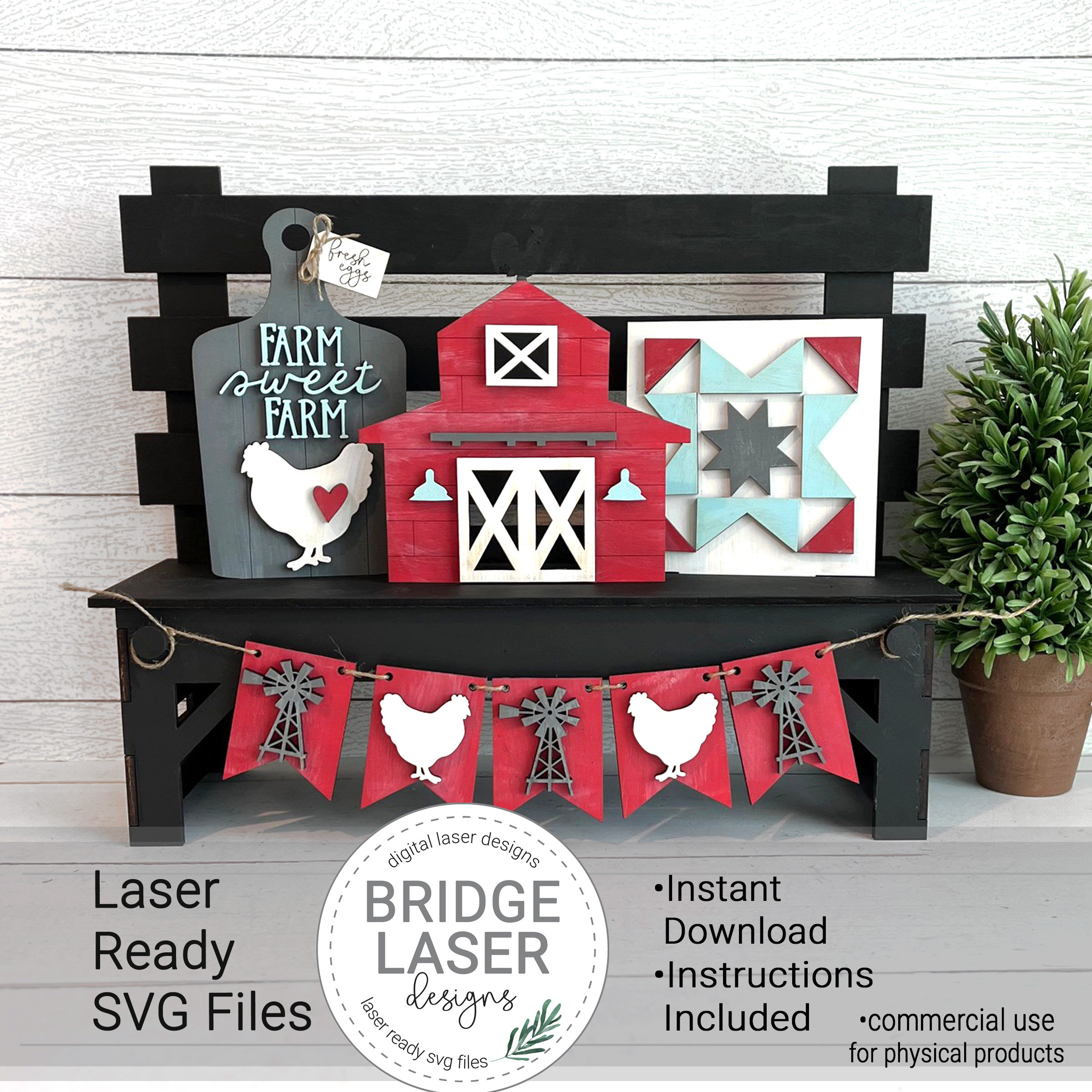Farmhouse Laser Cut File, Barn Interchangeable Bench Sign, Farm Laser ...