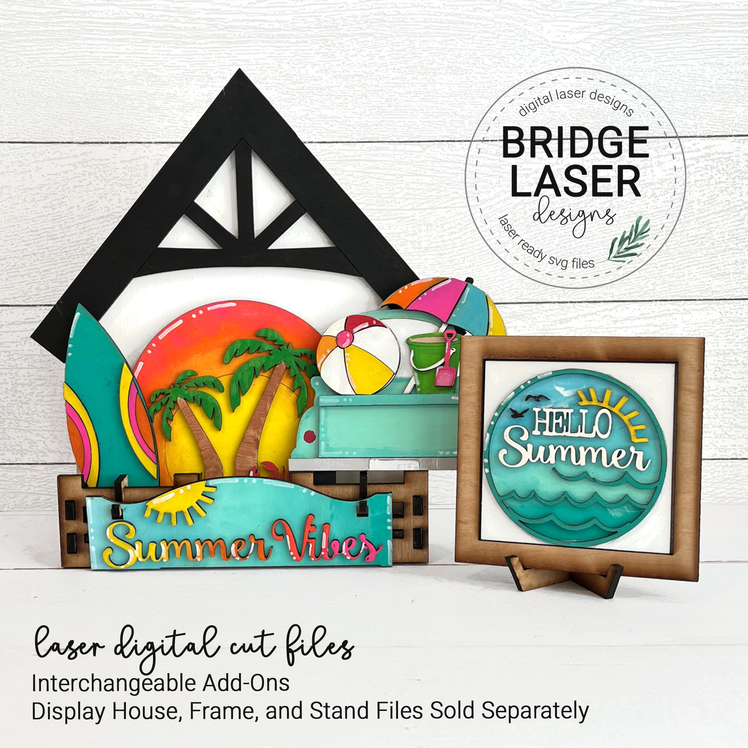 Summer Beach Laser Cut File, Summer Beach Interchangeable Add On, Surf ...