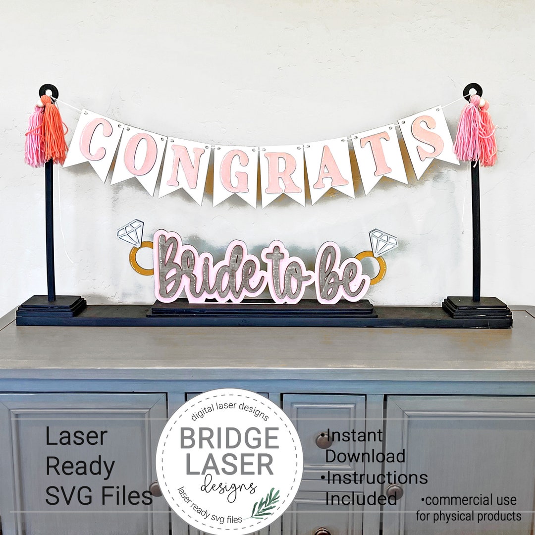 Bridal Shower Laser Cut Files, Interchangeable Bridal Party Banner and ...