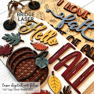 Fall Laser Cut File, Hello Fall Tag Door Hanger, I Love Fall Welcome ...