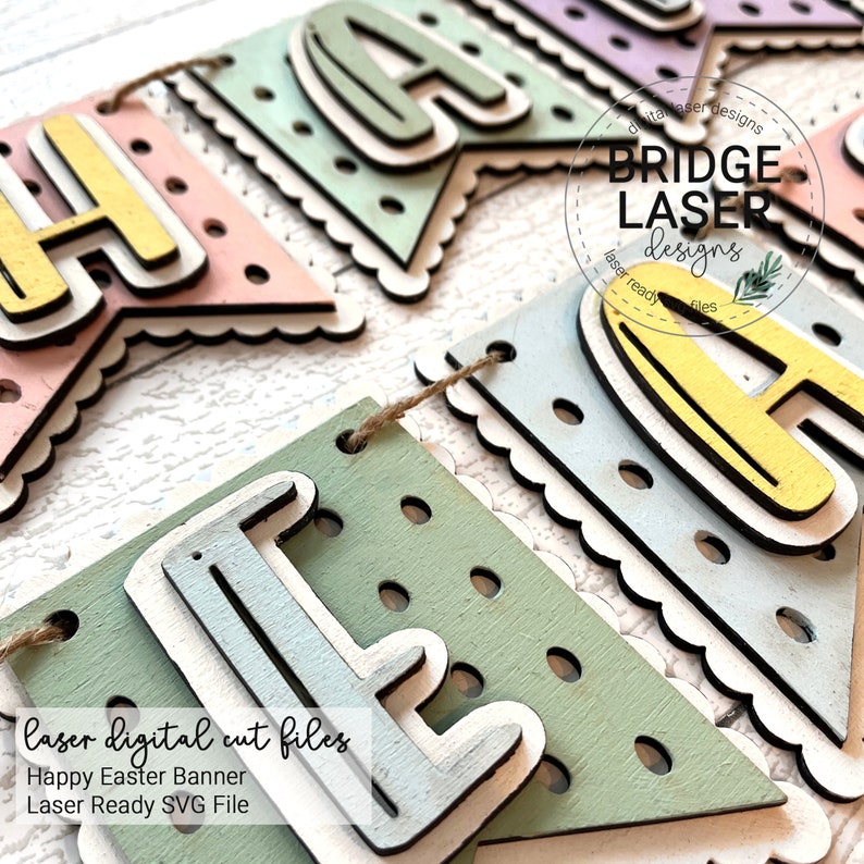 Happy Easter Laser Cut File, Easter Banner, Happy Easter Banner Bunny ...