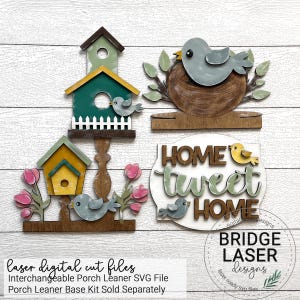 Summer Bird House Porch Leaner Sign Laser Cut File, Summer Birds ...