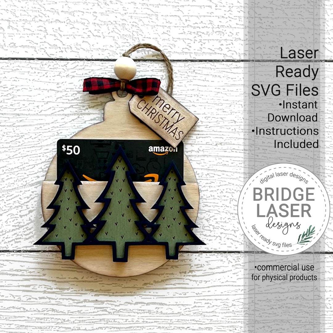 Christmas Gift Card Holder Laser File, Gift Card Holder SVG, Christmas ...