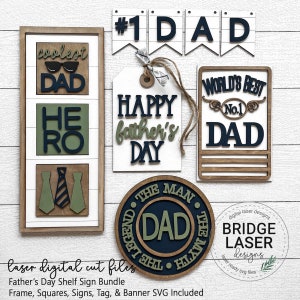 Father's Day Laser Cut Files, Fathers Day Shelf Sign Bundle SVG ...