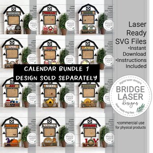 Calendar BUNDLE 2 Laser Cut Files, Interchangeable Laser SVG, Calendar ...