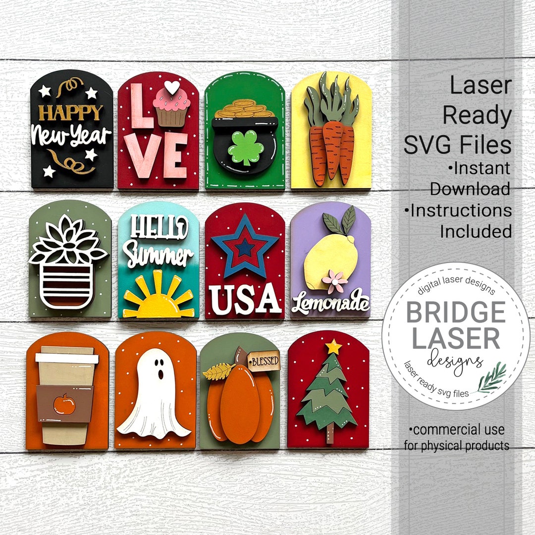 Set #3, Seasonal Arch Laser Cut File, 12 Month Interchangeable Holiday ...