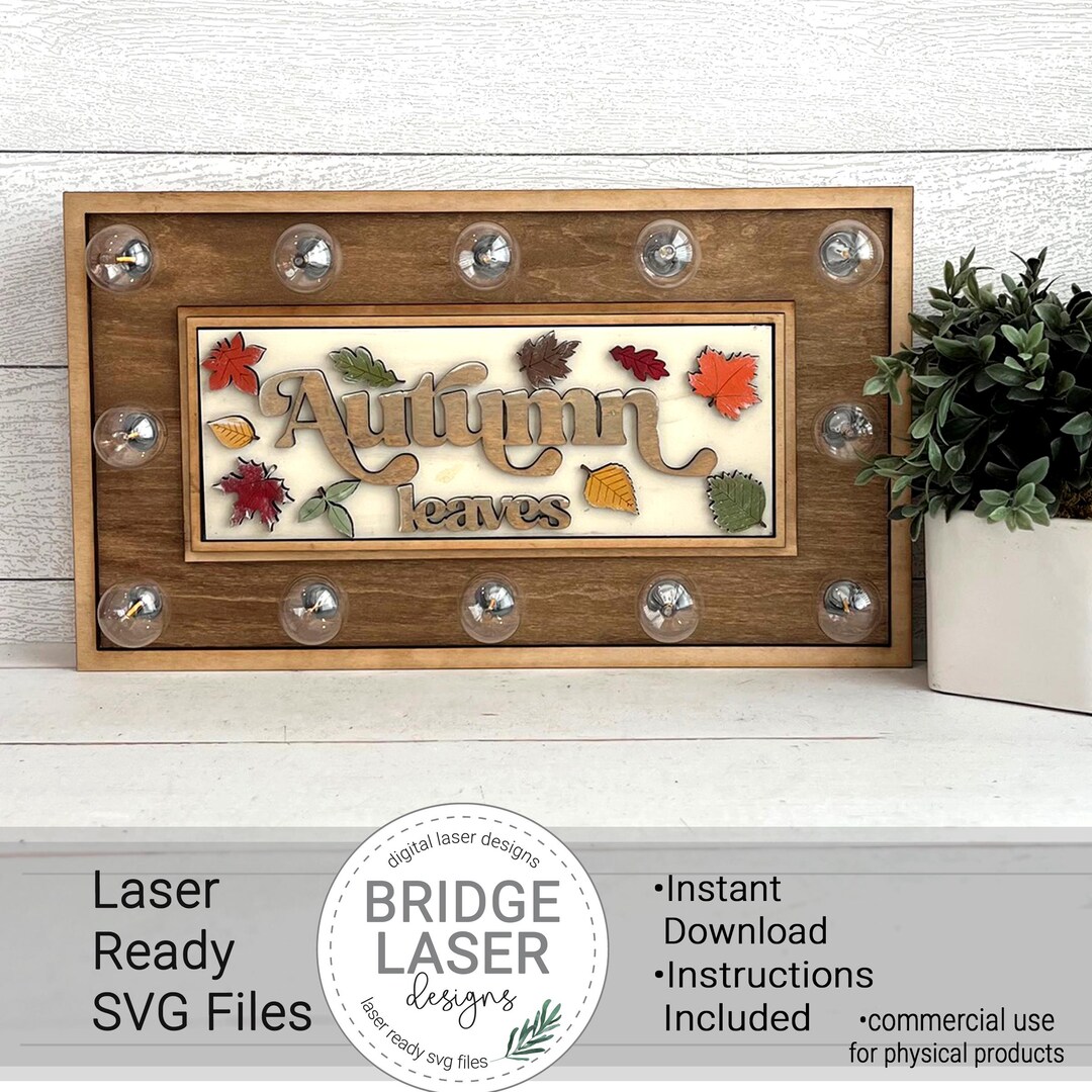 Autumn Laser Cut File, Autumn Leaves Interchangeable Light Sign Insert ...