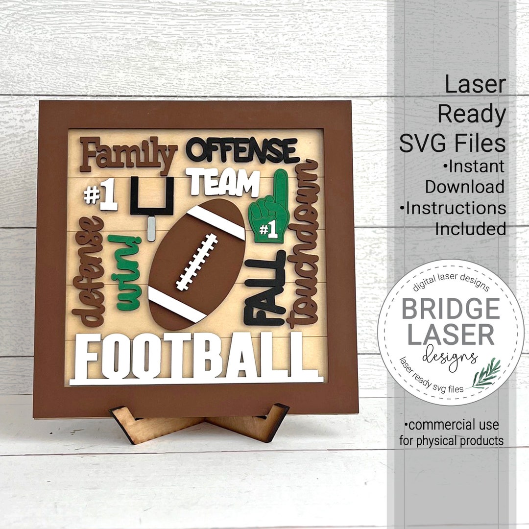 Football Laser Cut Files, Football Word Collage, Football Sign & Stand ...