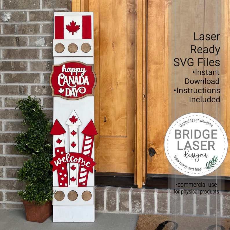 Canada Day Porch Leaner Sign Laser Cut File, Summer Interchangeable ...