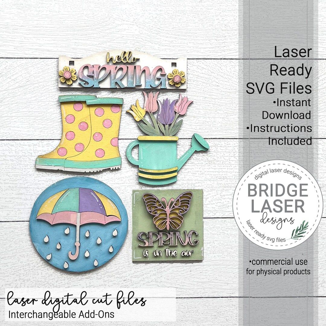 Spring Laser Cut File, Spring Interchangeable Add On, Umbrella Rain ...