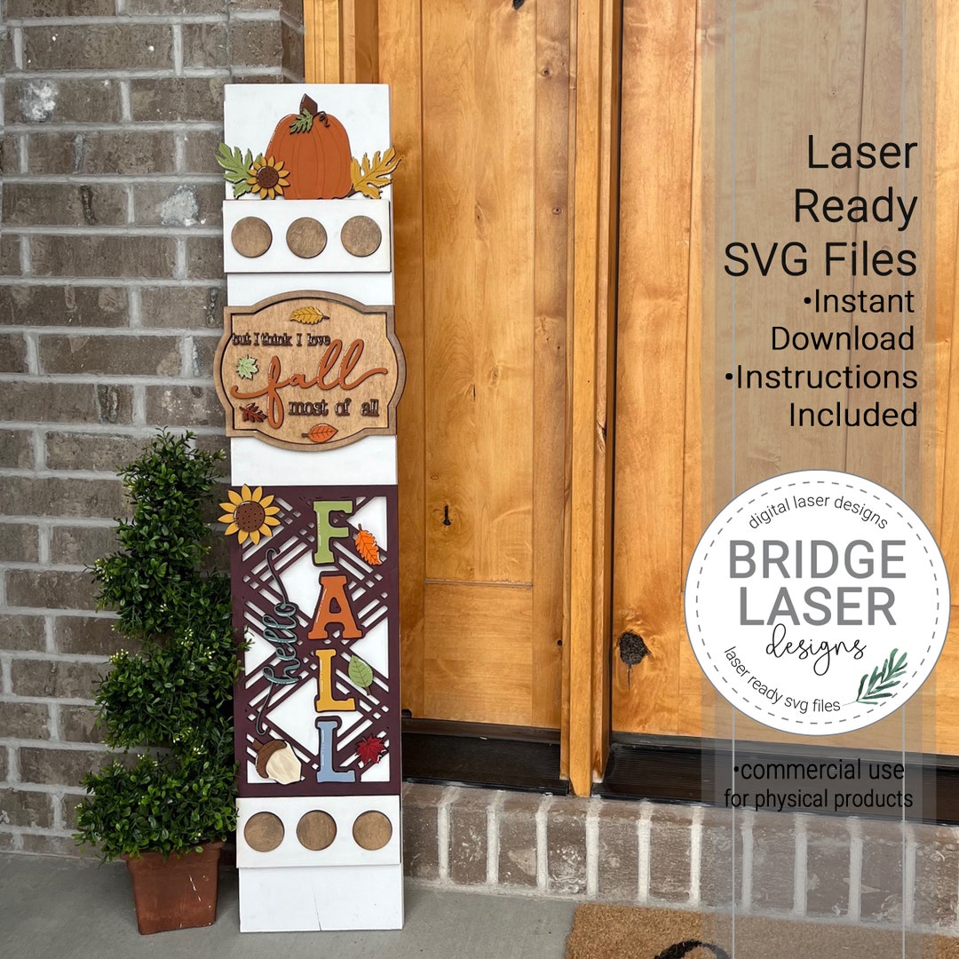 Hello Fall Porch Leaner Sign Laser Cut File, Fall Interchangeable Porch ...