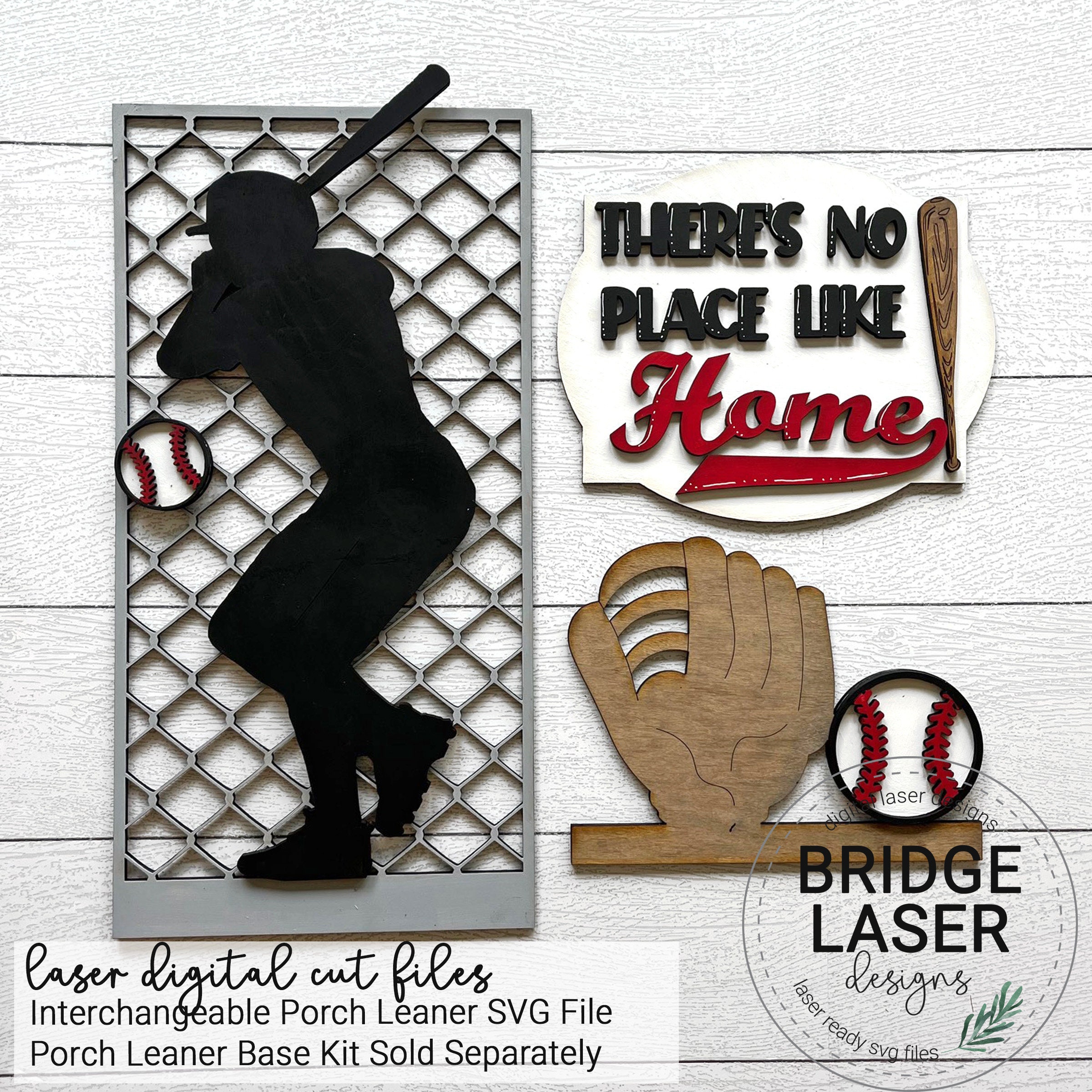 Baseball Porch Leaner Sign Laser Cut File, Baseball Interchangeable ...
