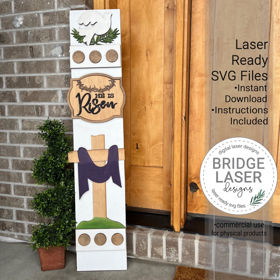 Easter Porch Leaner Sign Laser Cut File, Religious Easter ...