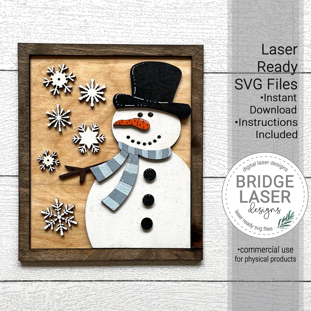 Snowman Laser Cut File, Christmas Snowman Laser Cut Design SVG ...