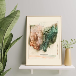1920 Ohio Geological 3D Relief Map - Etsy