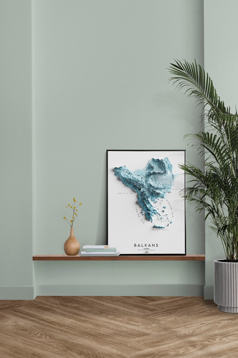 BALKANS - Europe 3D Shaded Relief Map - Etsy