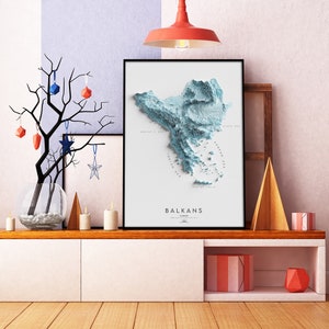 BALKANS - Europe 3D Shaded Relief Map - Etsy