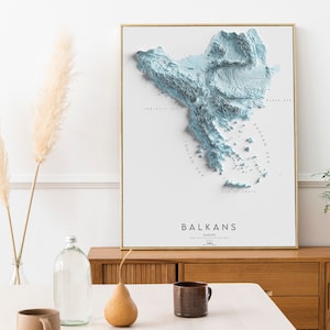 BALKANS - Europe 3D Shaded Relief Map - Etsy