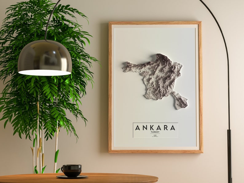 Ankara, Turkey 3D Shaded Relief Map - Etsy
