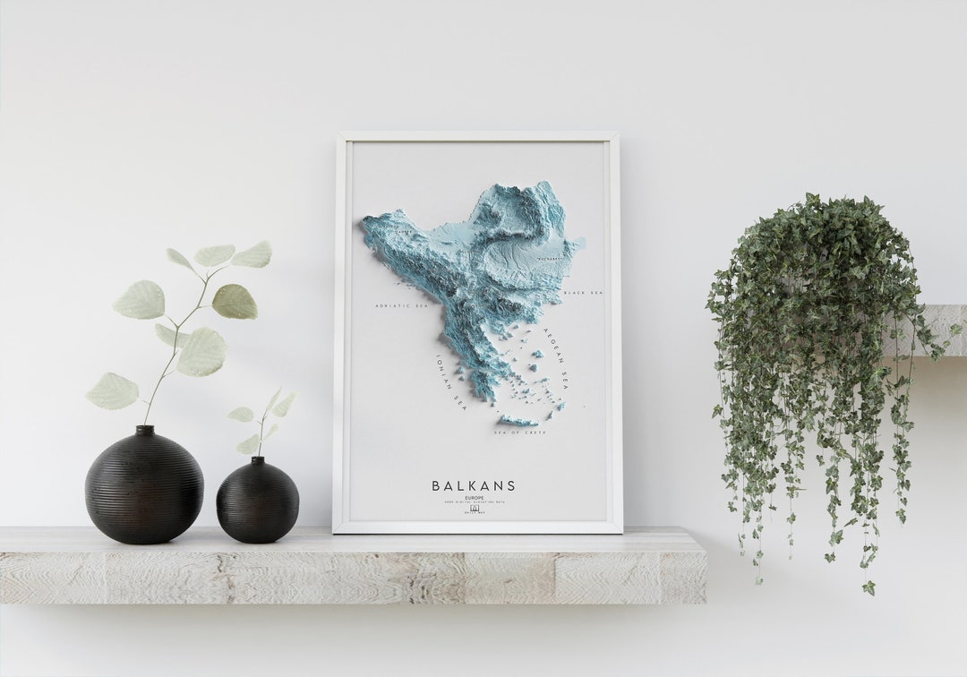 BALKANS - Europe 3D Shaded Relief Map - Etsy
