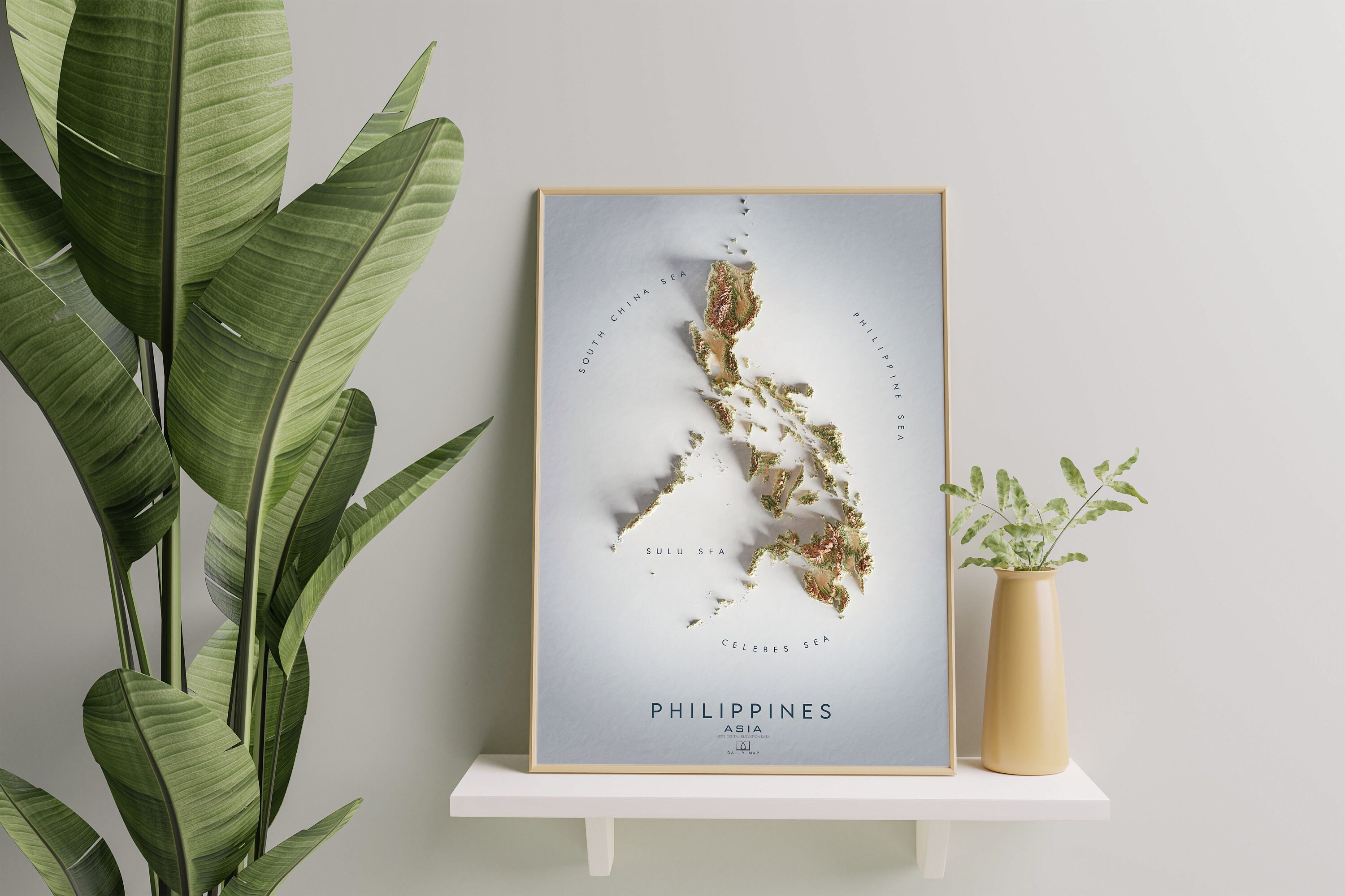 Philippines Asia 3D Shaded Relief Map - Etsy