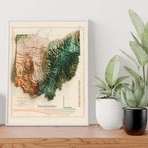 1920 Ohio Geological 3D Relief Map - Etsy