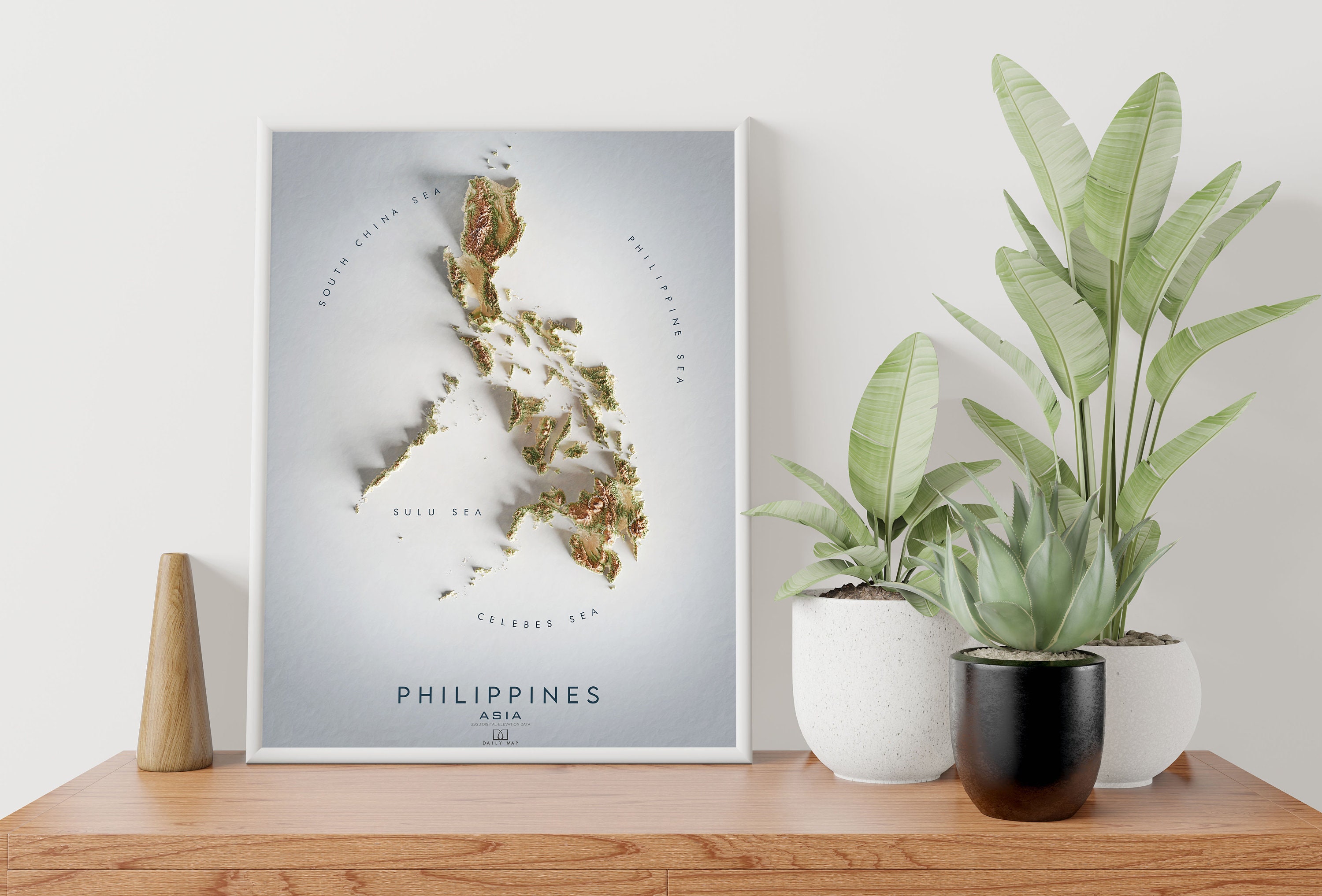 Philippines - Asia 3D Shaded Relief Map - Etsy