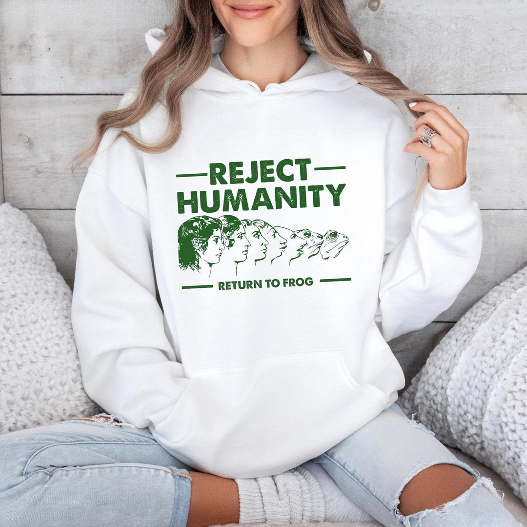 Reject Humanity Frog Graphic Hoodie, Scientific Evolution Meme Inspired ...