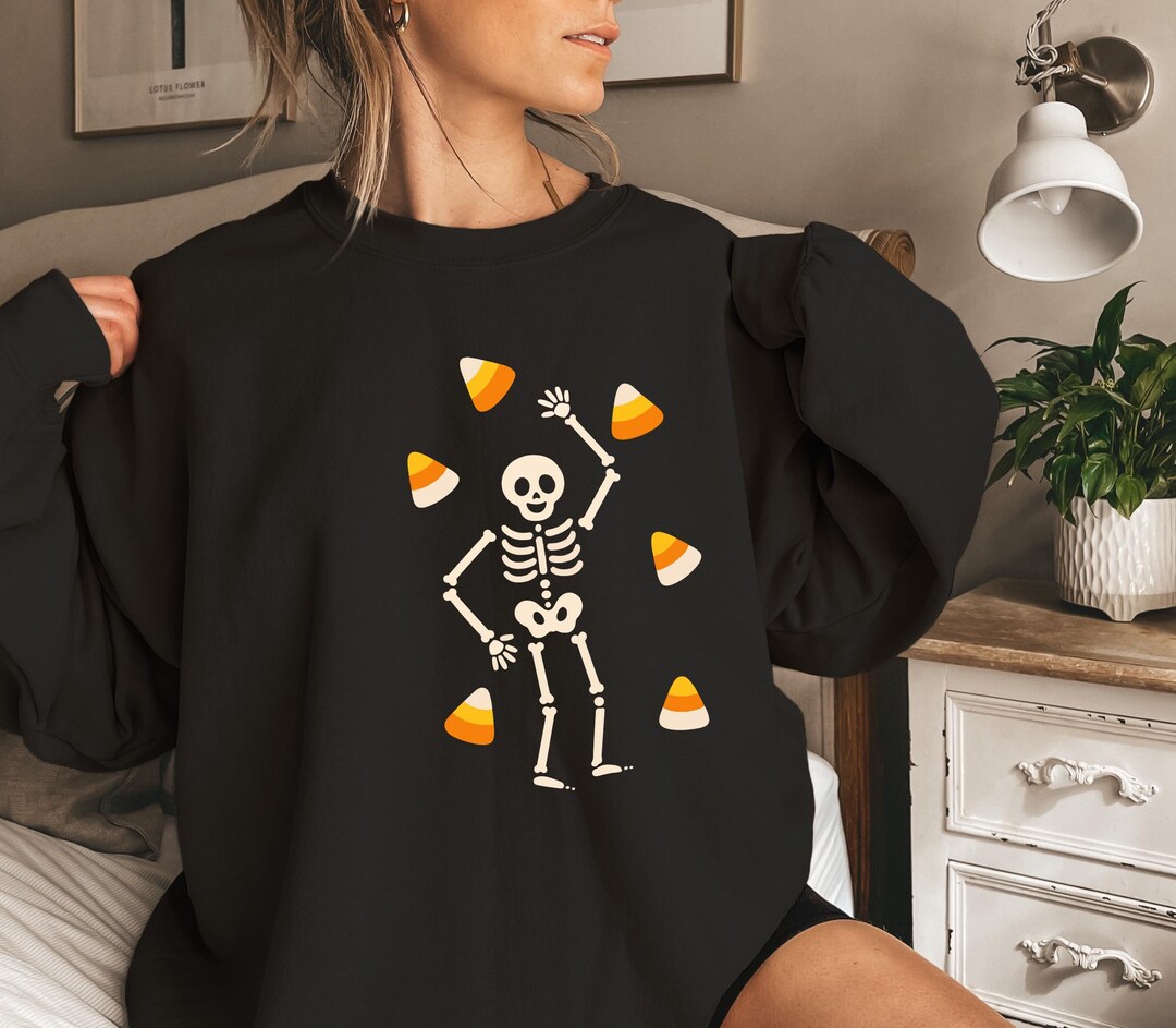 Funny Trump Halloween Skeleton Candy Sweatshirt, Spooky Season Unisex ...
