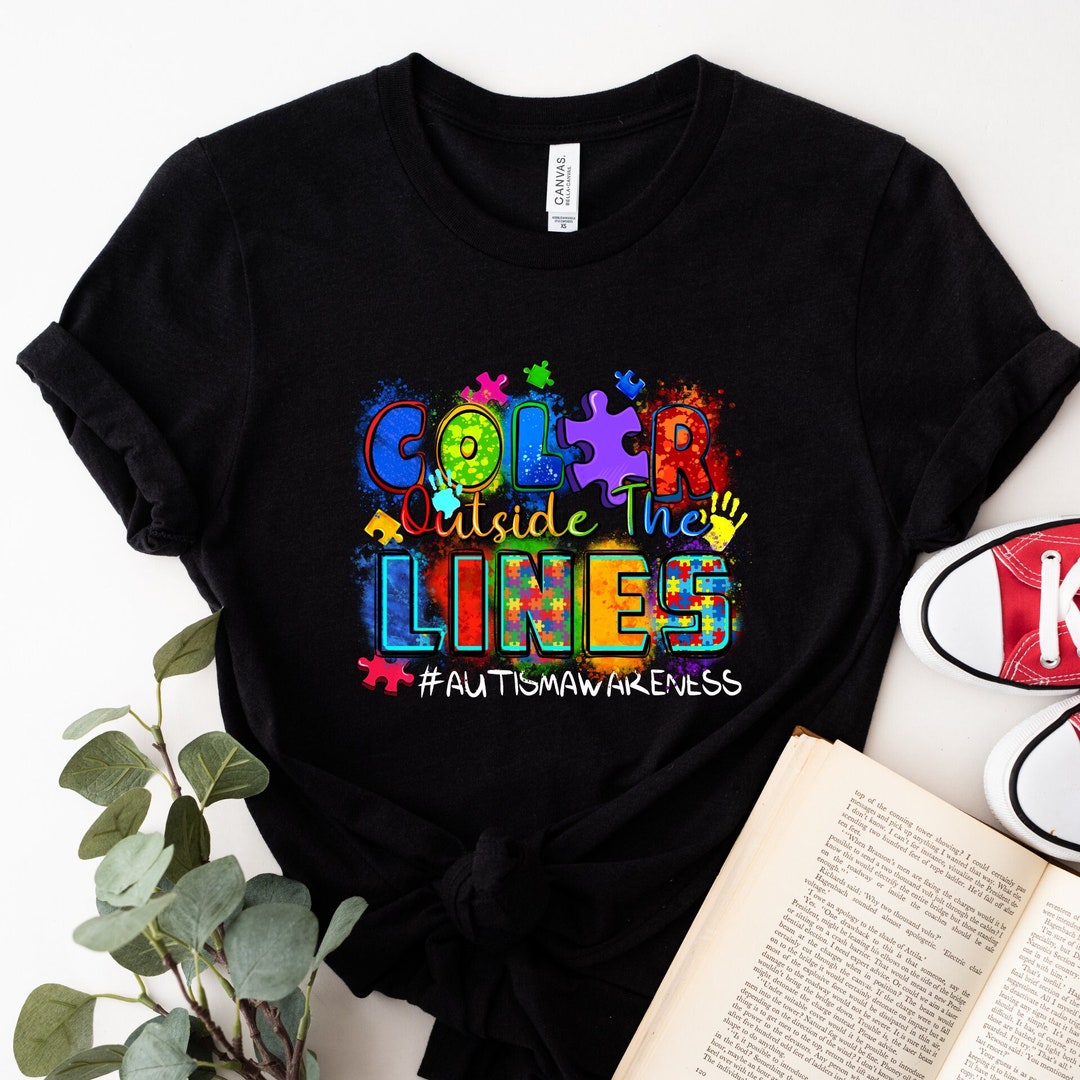 Outside the Lines Autism Awareness Color Shirt, Autism Awareness Shirt ...