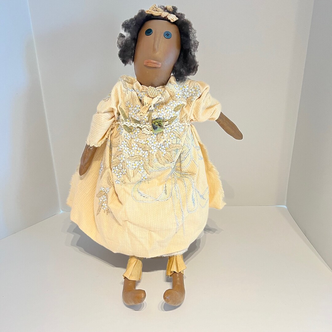 Vintage Primitive Folk Art Rag Doll Made With Vintage Fabrics - Etsy