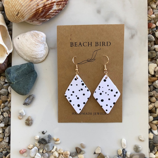 Polka Dot Black and White Earrings - Etsy