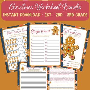 Christmas 5 Page Worksheet Bundle | Homeschool Printables | 1st Grade ...
