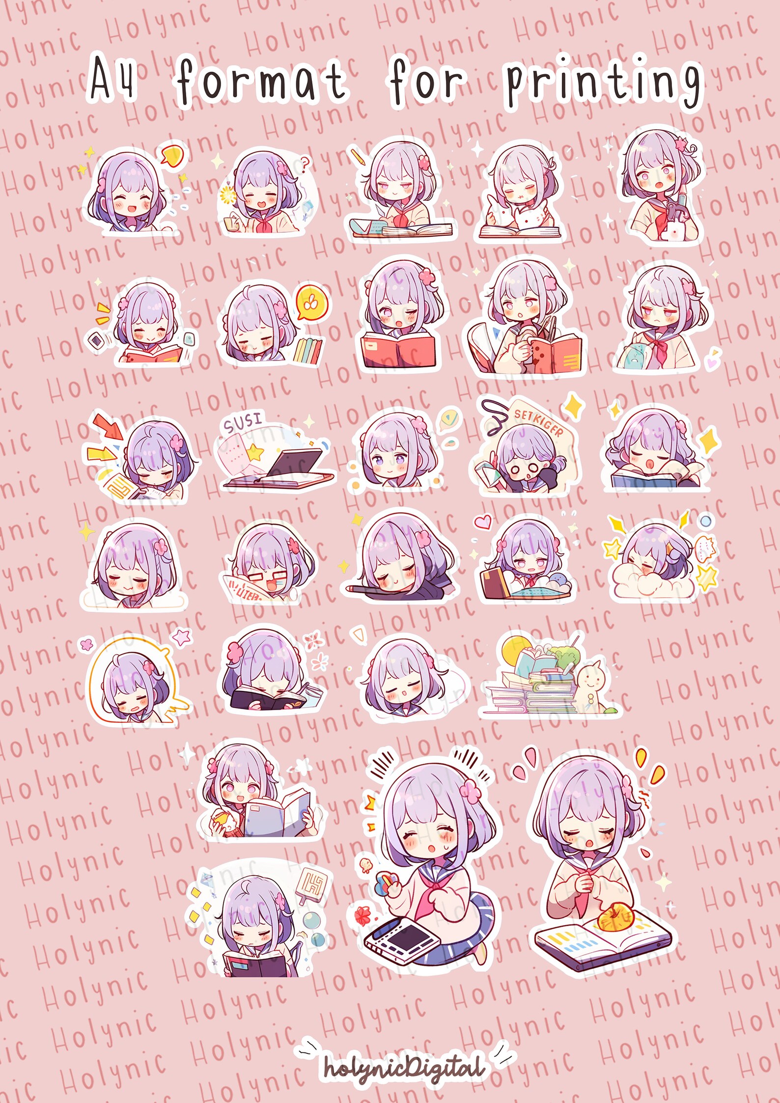 Printable Student Moods Sticker Sheet Cute and Kawaii Emoticons for ...