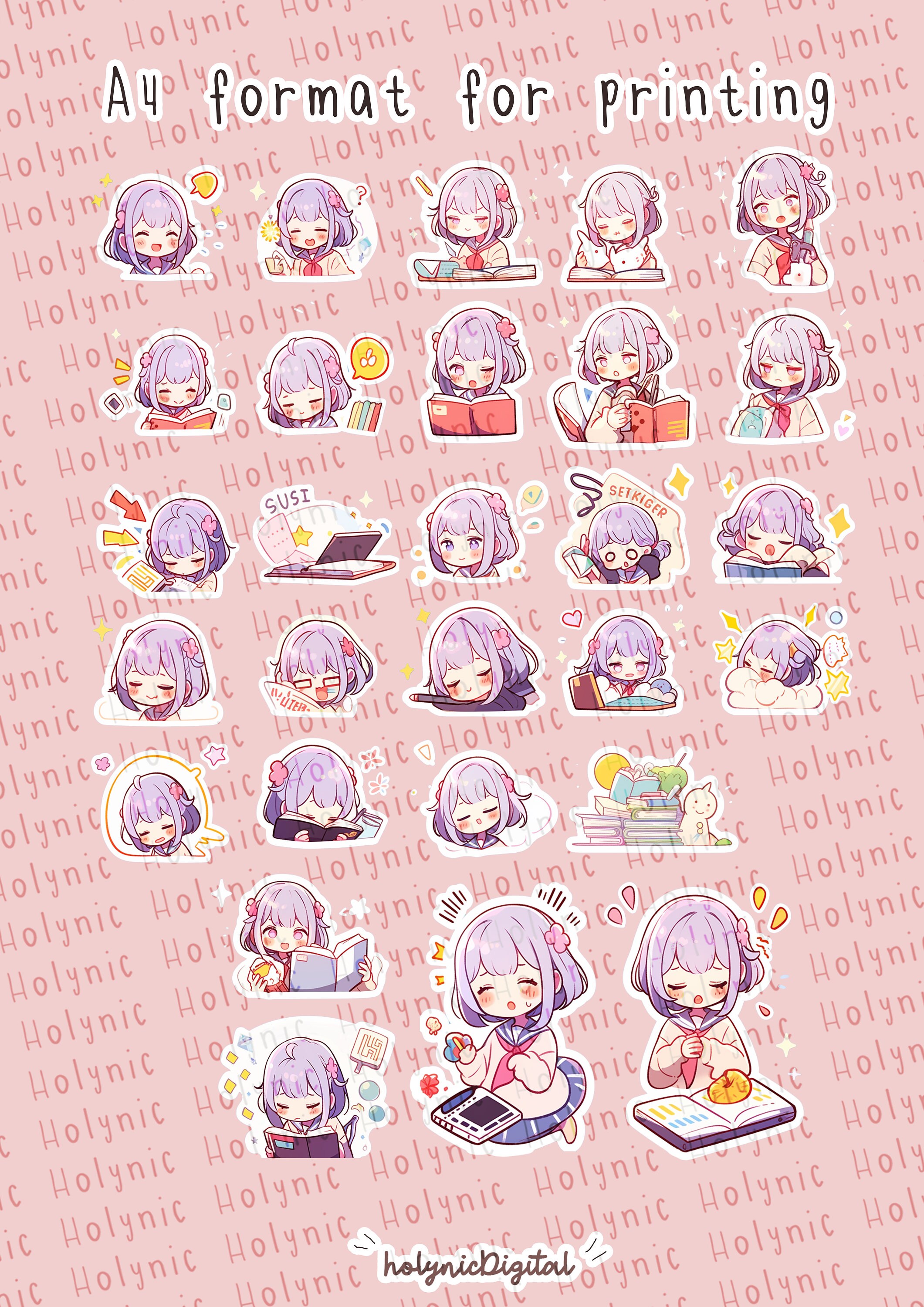 Printable Student Moods Sticker Sheet Cute and Kawaii Emoticons for ...