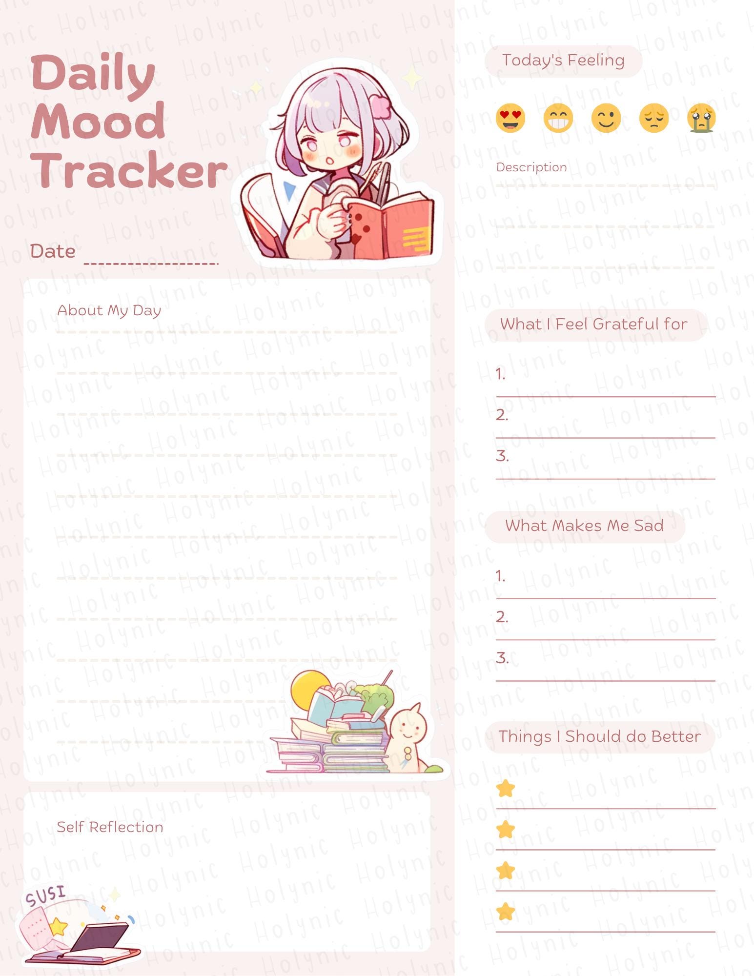Student Daily Mood Tracker Printable Bullet Journal & Digital Planner ...